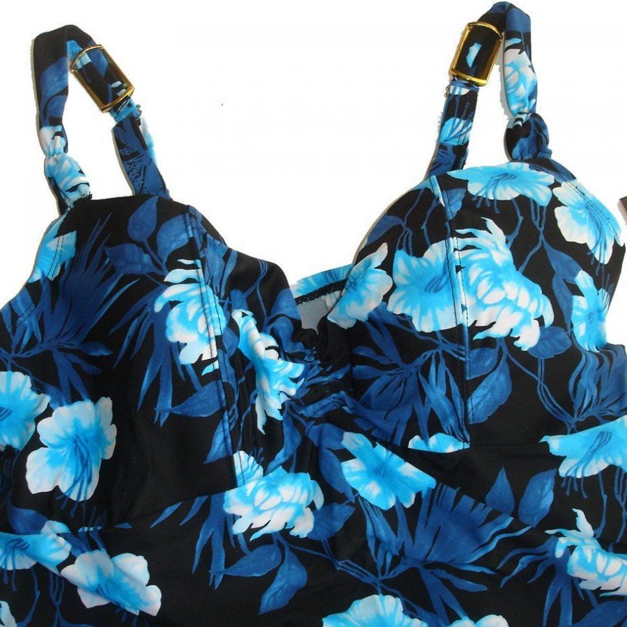 Size-16-18-20-22-24-26-Tankini-Blue-Black-Tropical-Bather-Swimwear-Plus ...